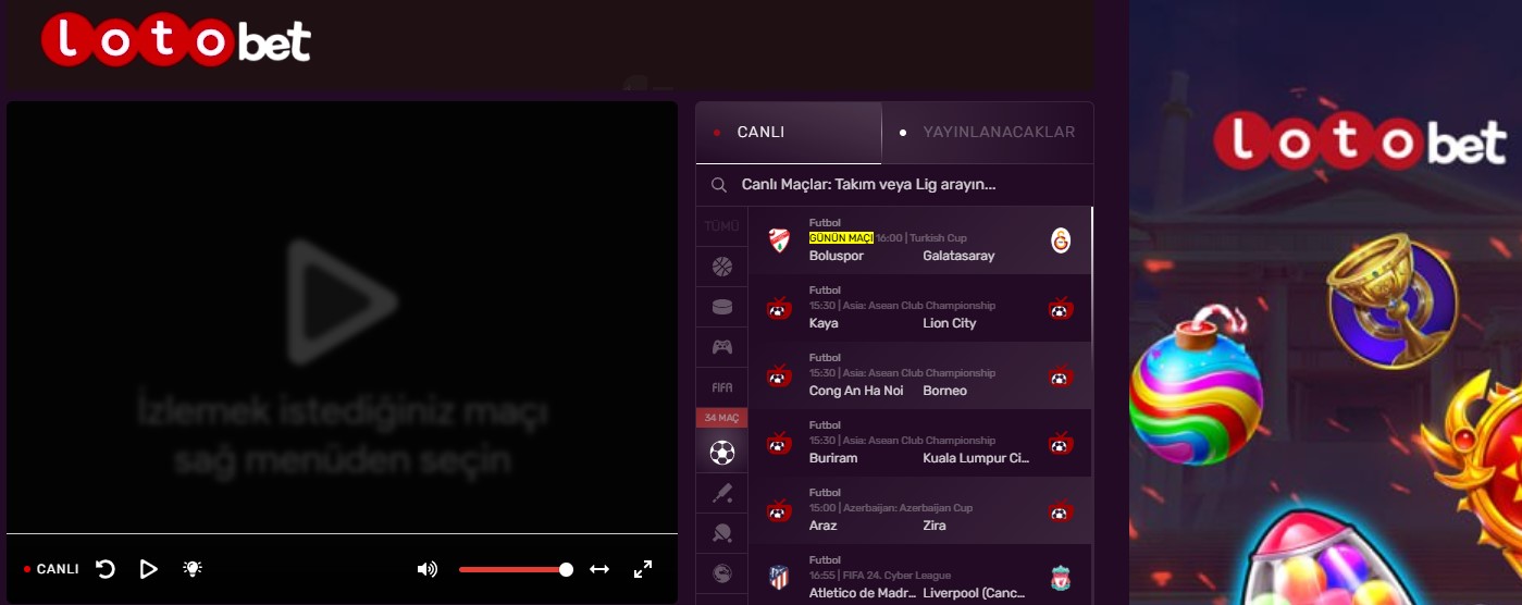 Lotobet tv sayesinde canlı maç izle